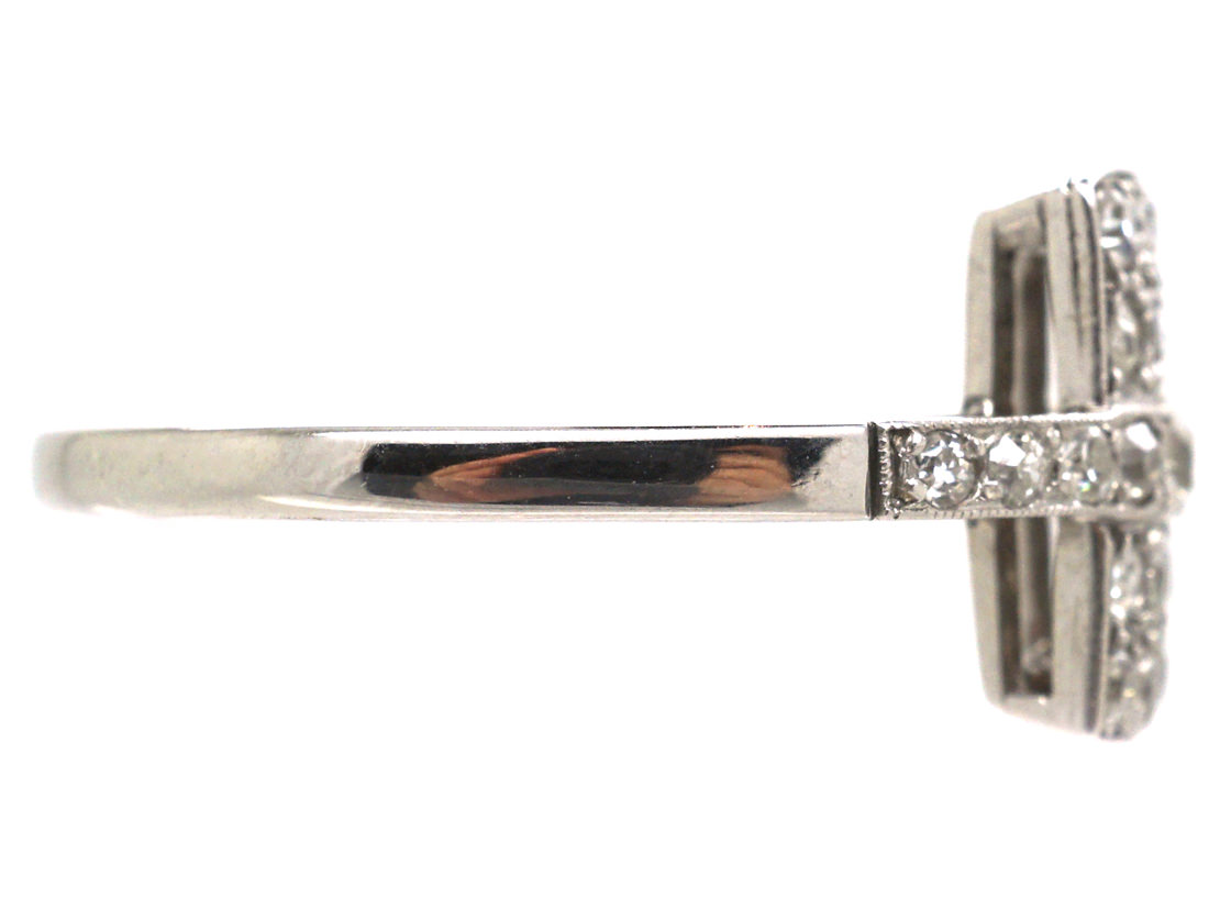 Art Deco 18ct White Gold & Platinum, Diamond Rectangular Ring (450M ...