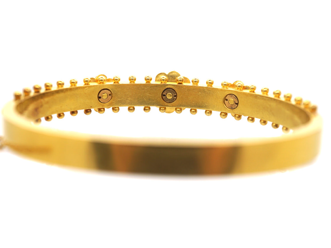 Victorian 15ct Gold Triple Natural Split Pearl Cluster Bangle (449M ...