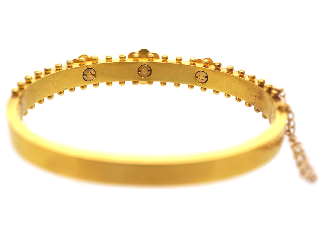 Victorian 15ct Gold Triple Natural Split Pearl Cluster Bangle (449M ...