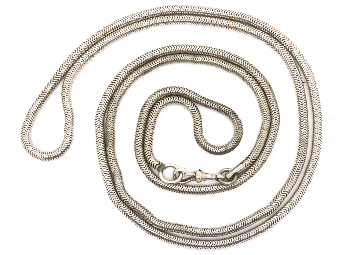 Victorian Long Silver Snake Link Guard Chain | AJC - AUS