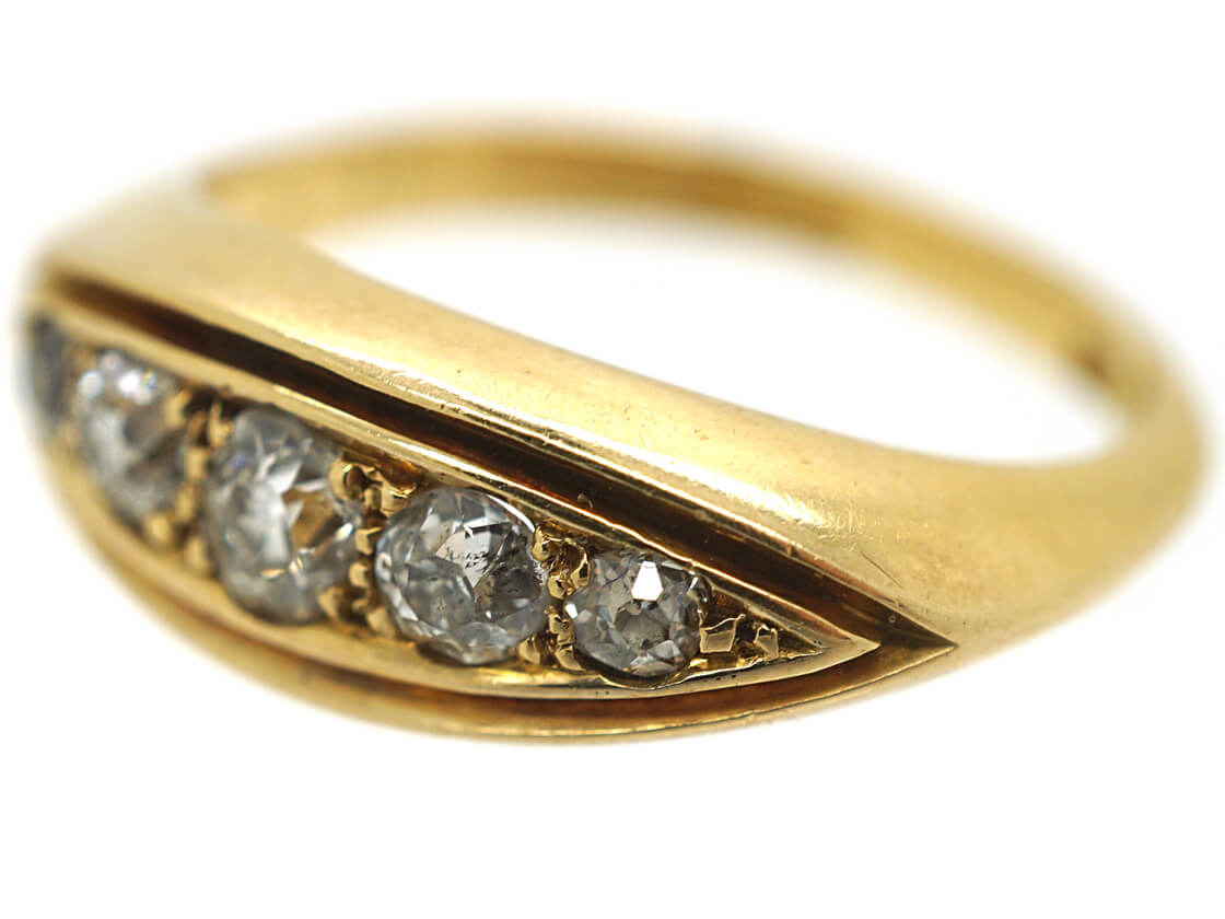 Victorian 18ct Gold Five Stone Diamond Boat Shaped Ring (467M) | The ...