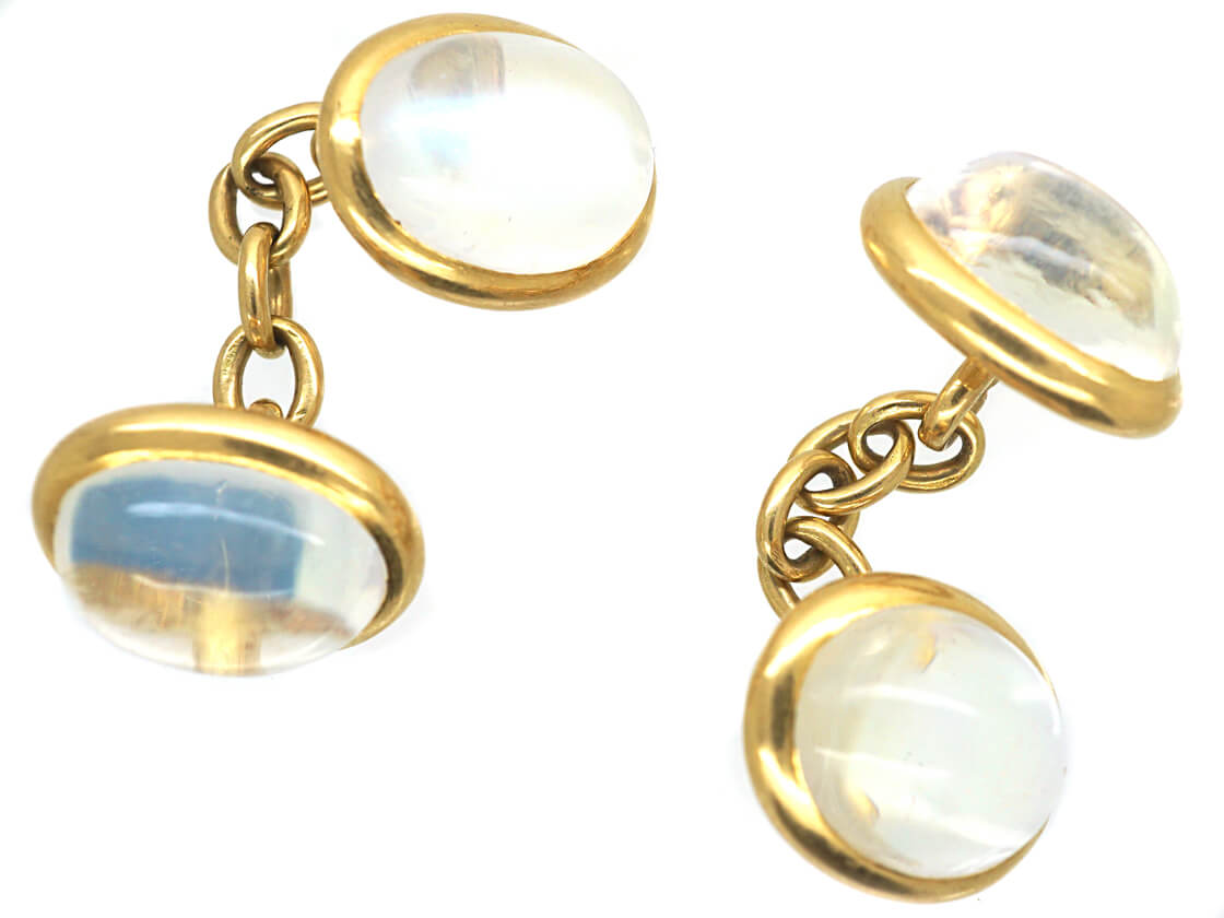 French Belle Epoque 18ct Gold & Moonstone Cufflinks (544M) | The ...