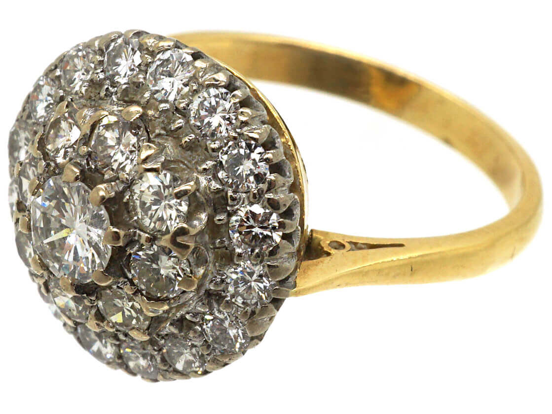 18ct Gold & Diamond Three Row Cluster Ring (550M) | The Antique ...