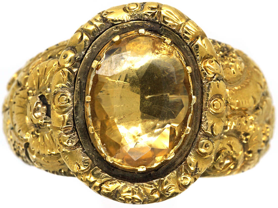 Georgian 18ct Gold Repoussé Ring set with a Foiled Citrine (557M) | The ...