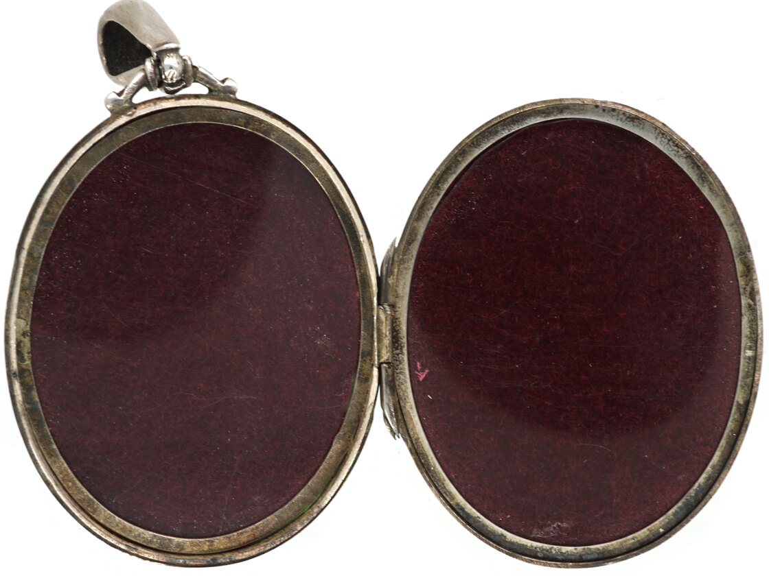 Victorian Silver Oval Locket with Buckle Design (663M) | The Antique ...