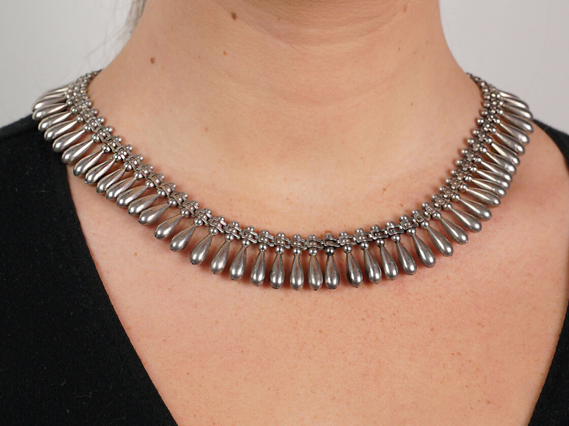 Victorian Silver Collar with Pear Shaped Drops (934E/PR) | The Antique ...