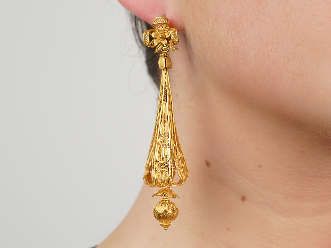 Georgian 18ct Gold Long Drop Earrings (568K) | The Antique Jewellery ... Georgian 18ct Gold Long Drop Earrings (568K) | The Antique Jewellery ...