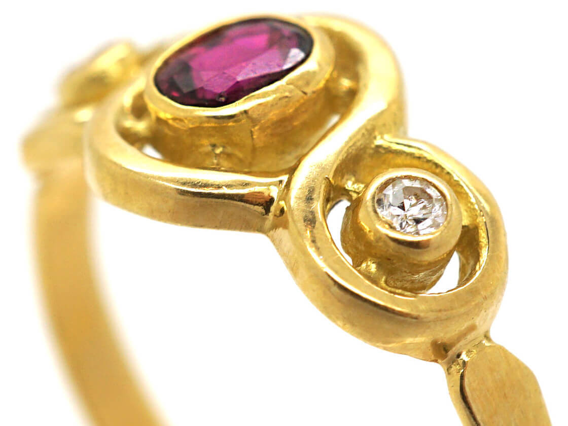 18ct Gold Ruby & Diamond Triple Twist Ring (678M) | The Antique ... 18ct Gold Ruby & Diamond Triple Twist Ring (678M) | The Antique ...