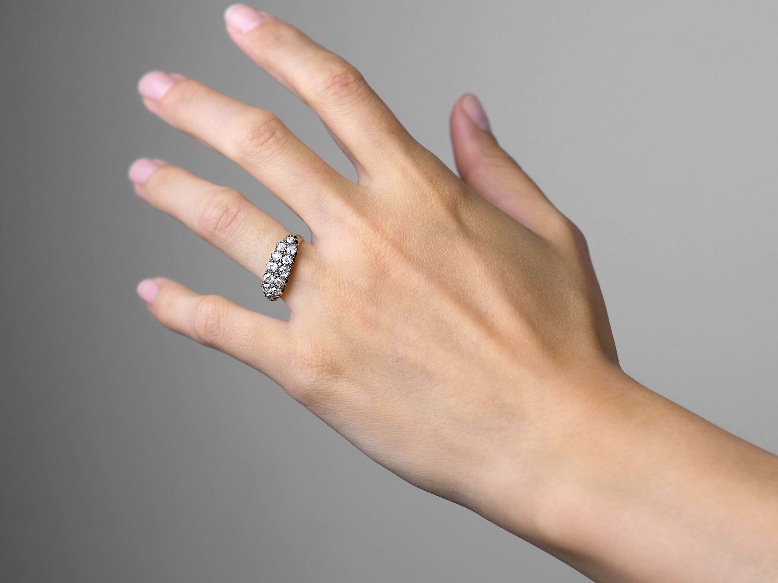 Victorian 18ct Gold, Two Row Diamond Boat Shaped Ring (607M) | The ...