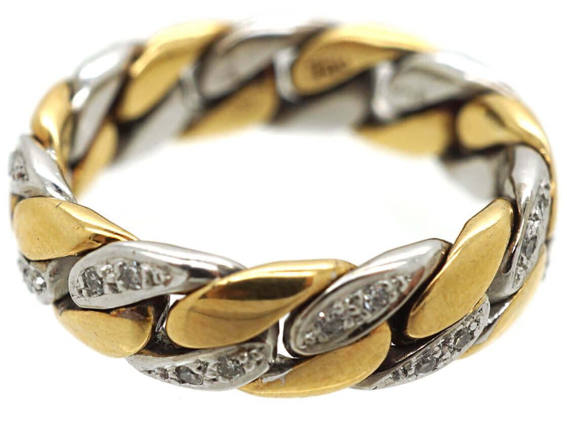 18ct White & Yellow Gold Ring set with Diamonds (684M) | The Antique ...