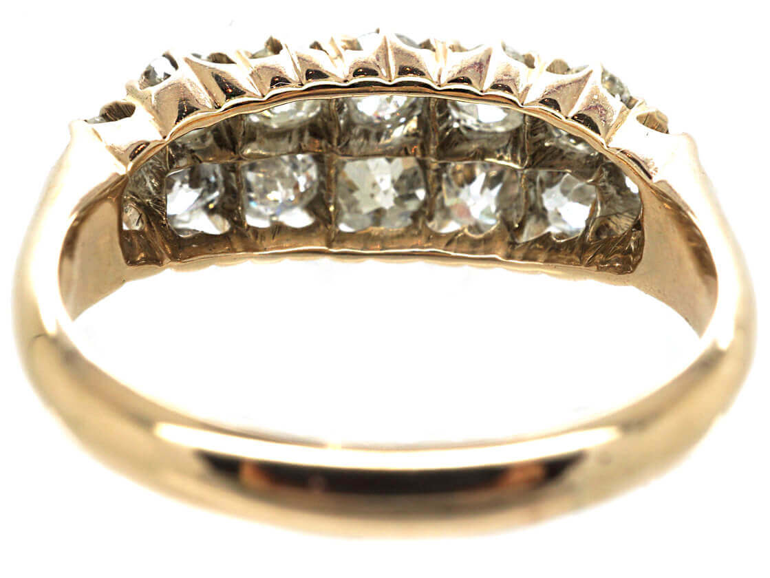 Victorian 18ct Gold, Two Row Diamond Boat Shaped Ring (607M) | The ...
