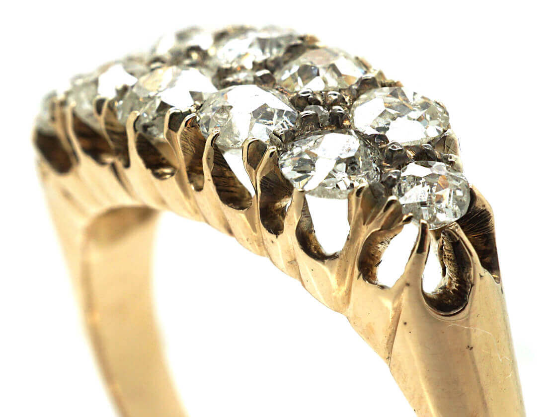 Victorian 18ct Gold, Two Row Diamond Boat Shaped Ring (607M) | The ...