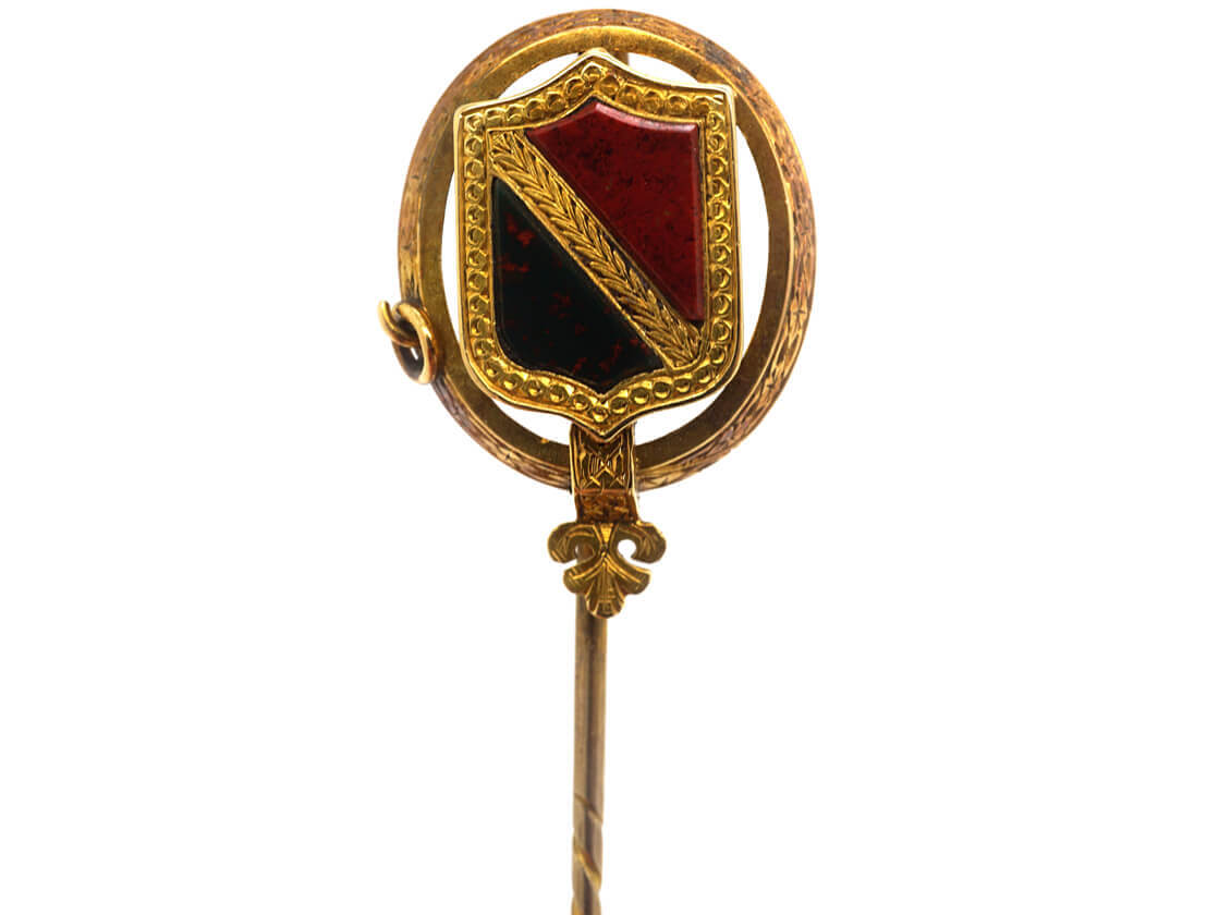 Victorian 15ct Gold, Jasper & Bloodstone Scottish Shield Tie Pin in ...