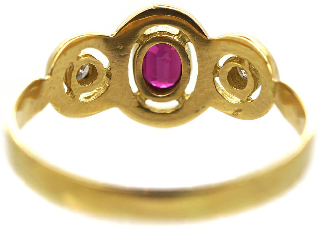 18ct Gold Ruby & Diamond Triple Twist Ring (678M) | The Antique ...