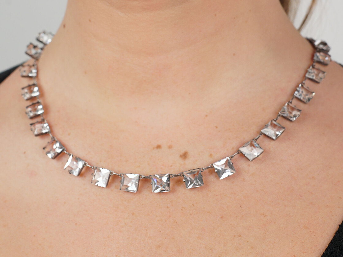 Art Deco Silver & Square Paste Necklace (784K) | The Antique Jewellery ...