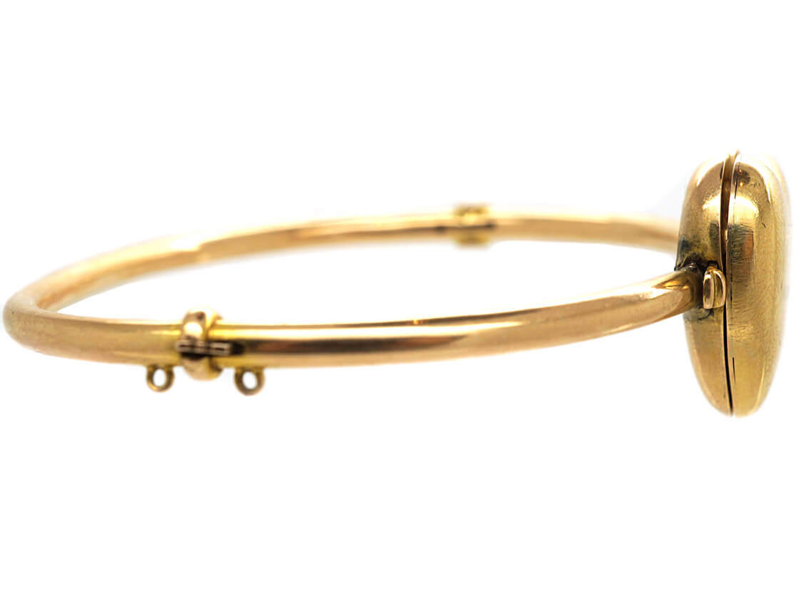 Edwardian 15ct Gold Heart Shape Locket on Bangle (719M) | The Antique ...