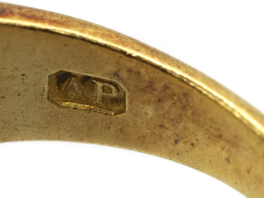 18ct Gold Emerald & Diamond Rub Over Set Ring (627M) | The Antique ...