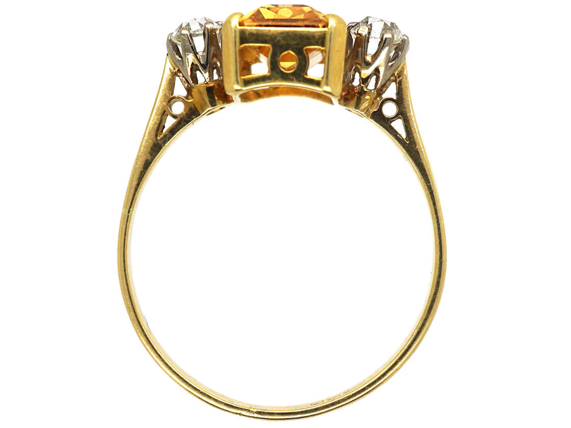 18ct Gold, Topaz & Diamond Ring (770M) | The Antique Jewellery Company