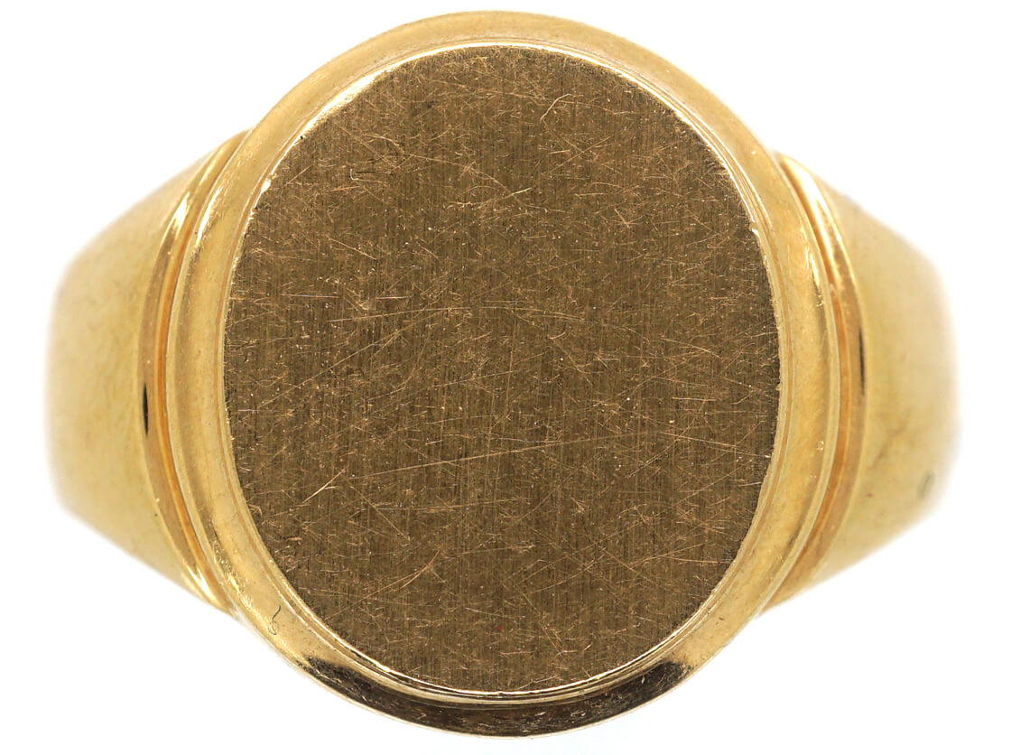 French Early 20th Century 18ct Gold Plain Signet Ring (787M) | The ...