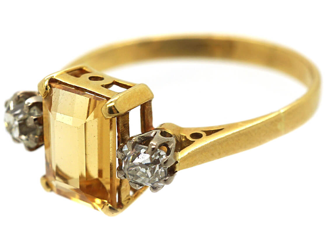18ct Gold, Topaz & Diamond Ring (770M) | The Antique Jewellery Company