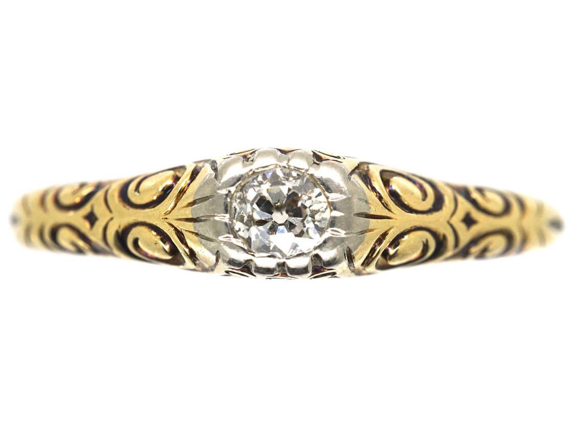 Art Deco 14ct Gold & Diamond Ring (801M) | The Antique Jewellery Company