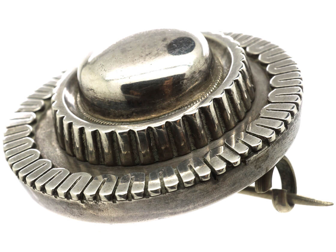 Victorian Round Silver Brooch with Locket Back (855M) | The Antique ...