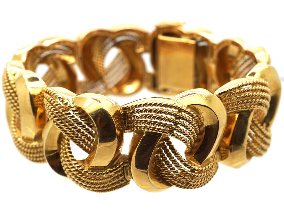 French 18ct Gold Interwoven Design Bracelet in Original Case (883M ...