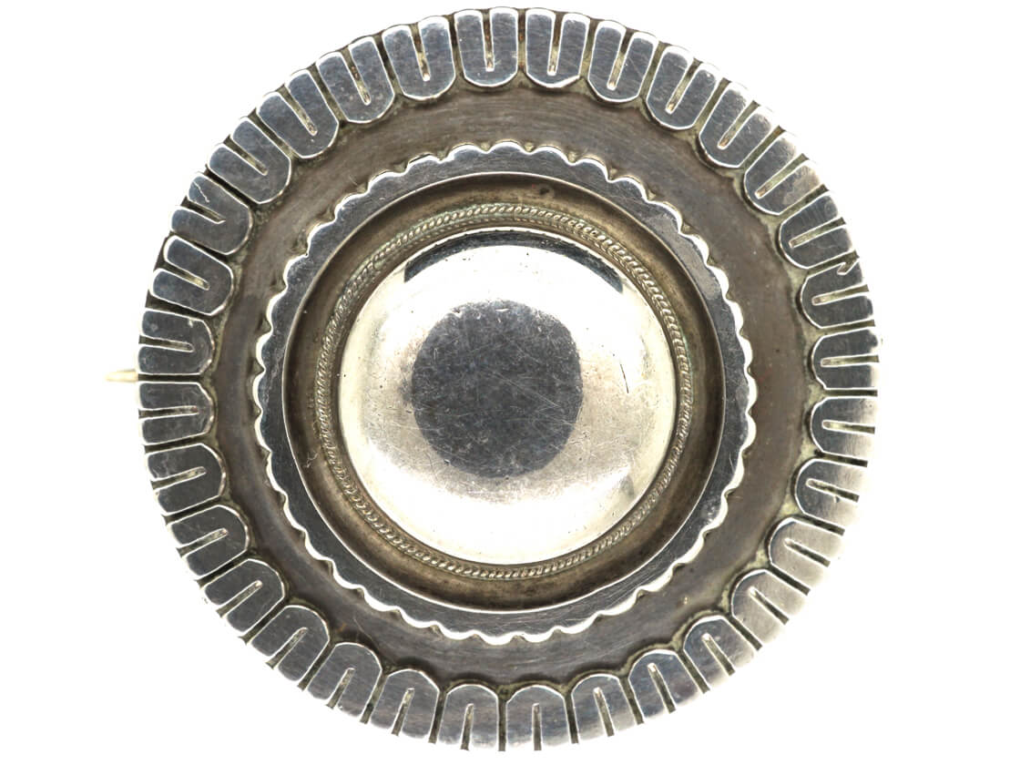 Victorian Round Silver Brooch with Locket Back (855M) | The Antique ...