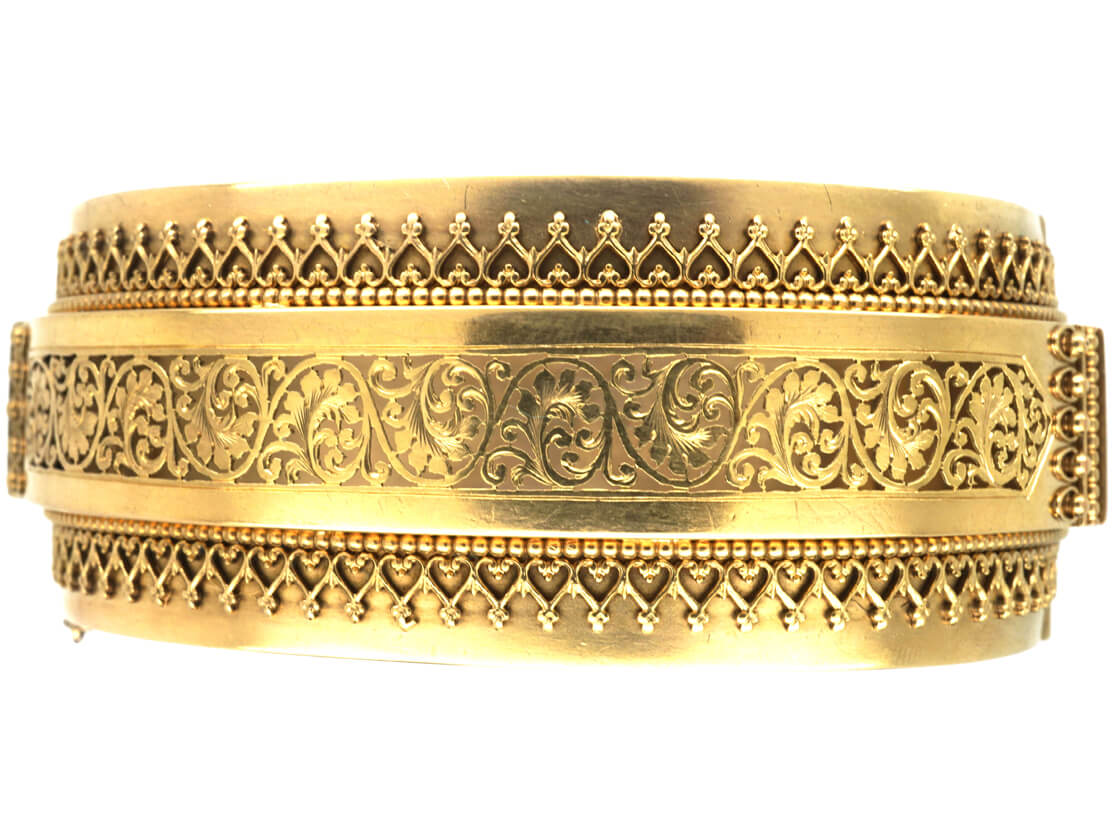 Victorian 15ct Gold Wide Bangle (882M) | The Antique Jewellery Company