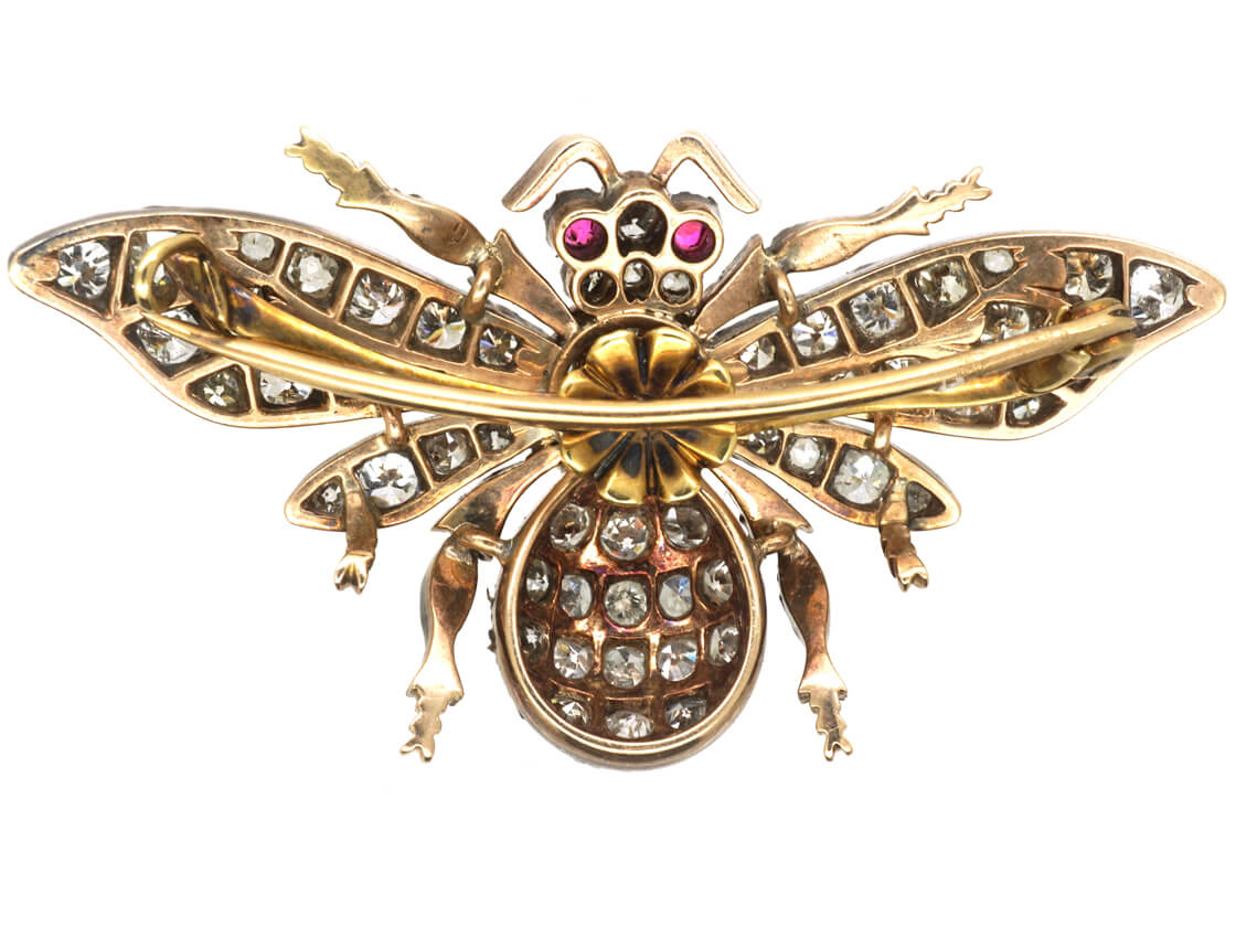Victorian Diamond, Ruby & Sapphire Bee Brooch (899M) | The Antique ...