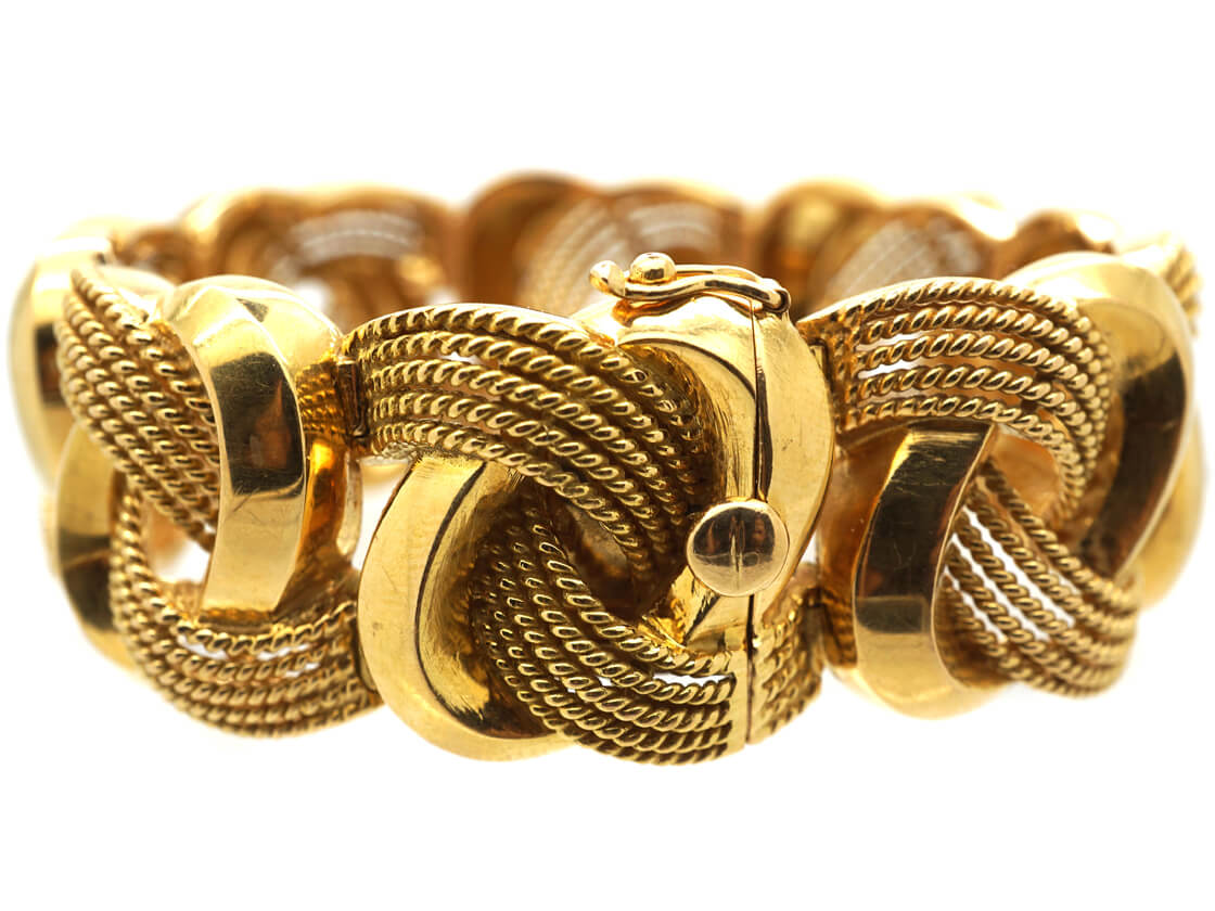 French 18ct Gold Interwoven Design Bracelet in Original Case (883M ...