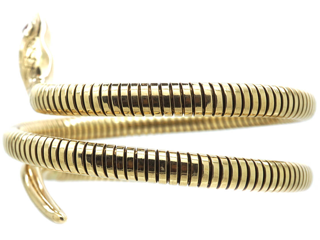 9ct Gold Snake Bangle (926M) | The Antique Jewellery Company