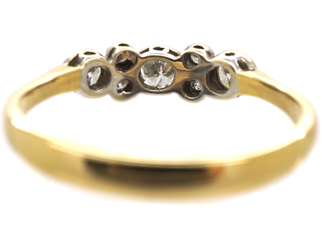 18ct Gold & Diamond Three Stone Ring with Small Diamonds In Between ...