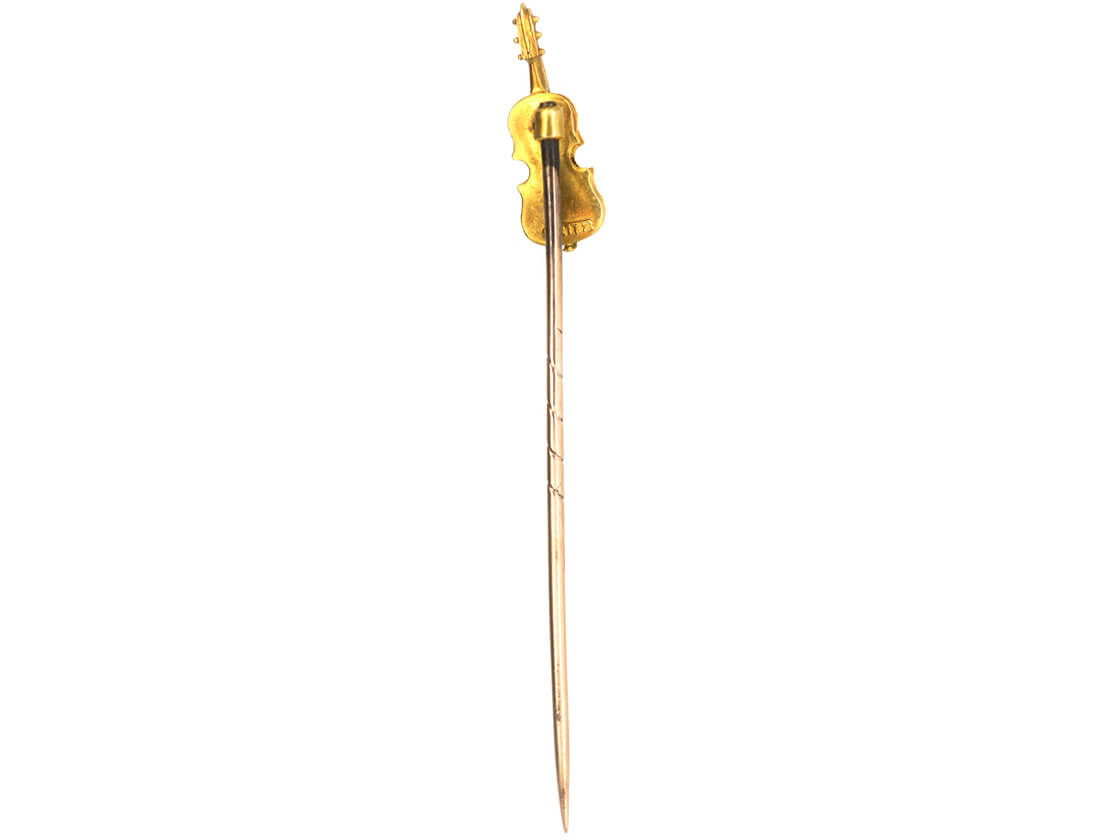 Edwardian 18ct Gold Tie Pin of a Cello (917M) | The Antique Jewellery ...