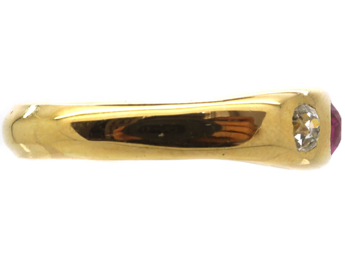 Edwardian 18ct Gold, Ruby & Diamond Rub Over Set Ring (56N) | The ...