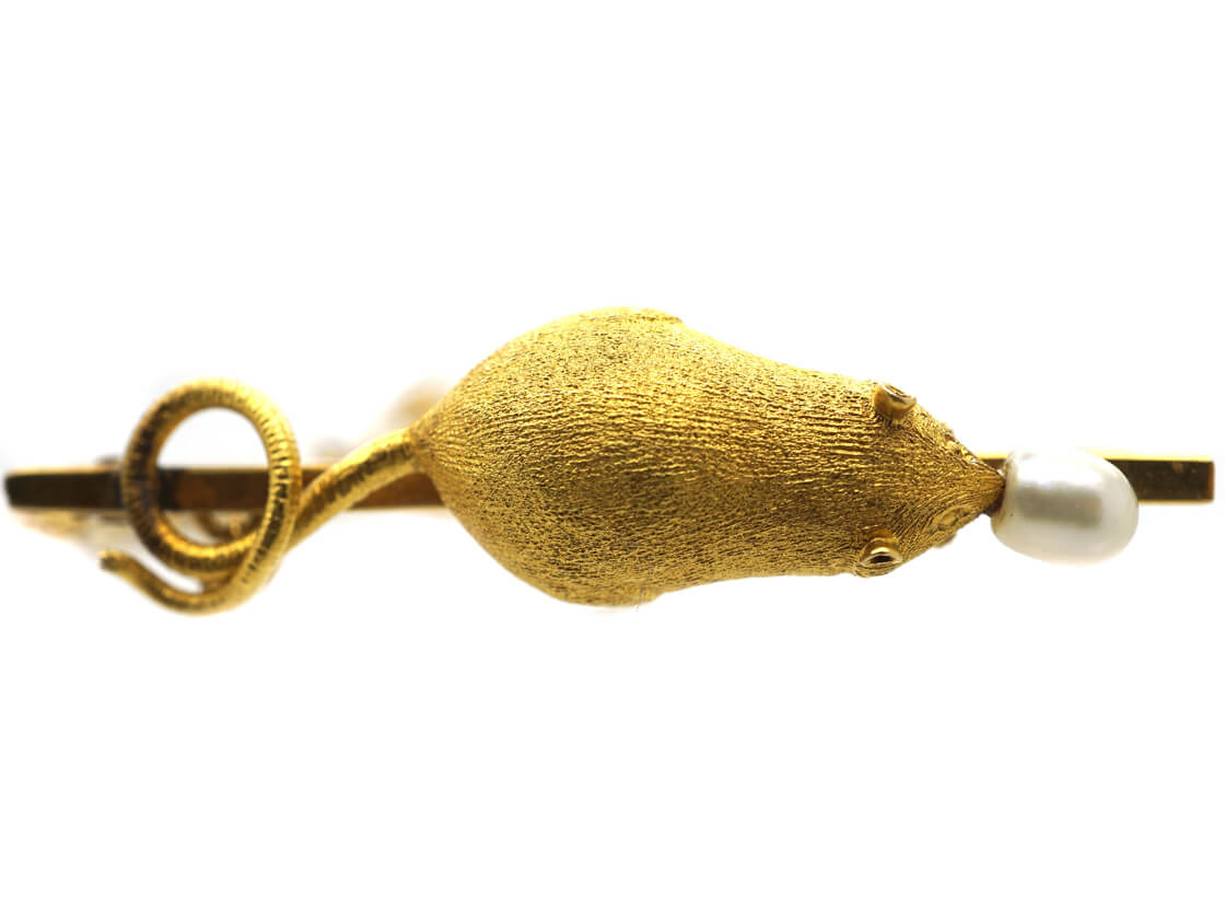 Edwardian 15ct Gold, Mouse & Pearl Brooch | AJC - AUS