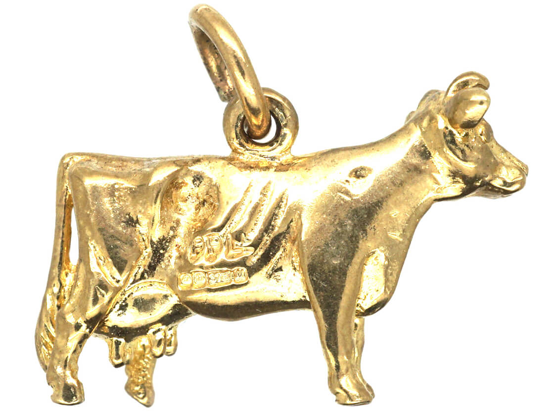 9ct Gold Jersey Cow Charm (5/T) | The Antique Jewellery Company