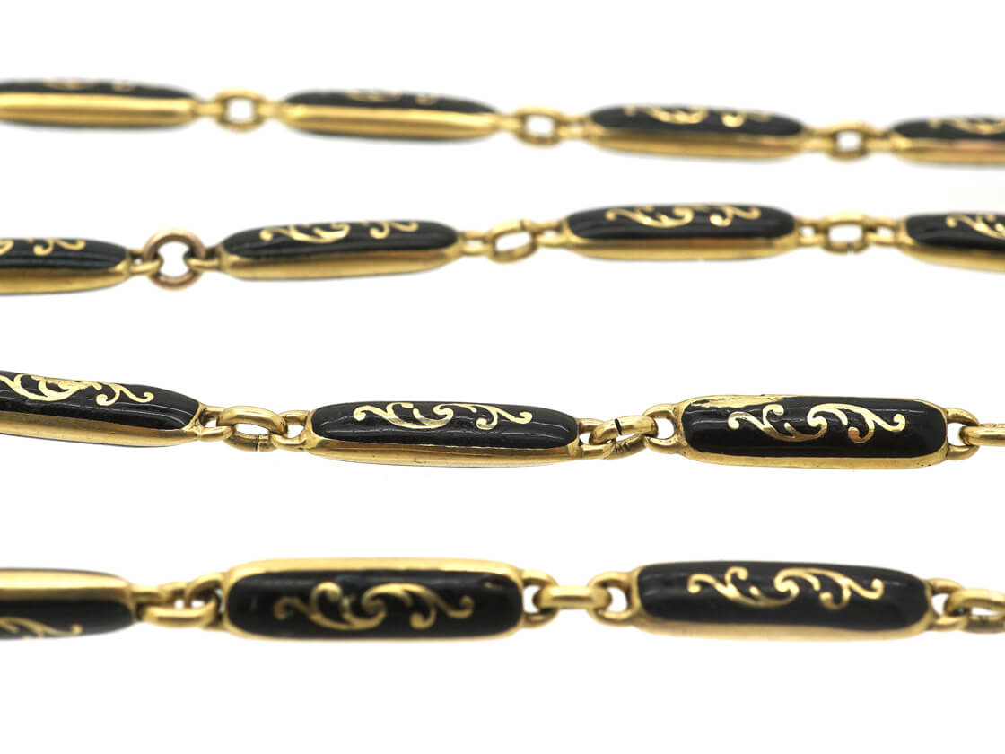 Victorian 18ct Gold & Black Enamel Chain (977M) | The Antique Jewellery ...