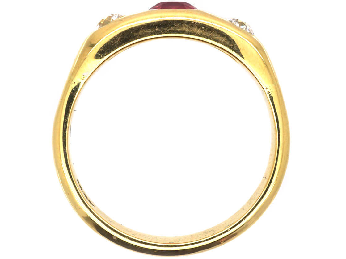 Edwardian 18ct Gold, Ruby & Diamond Rub Over Set Ring (56N) | The ...