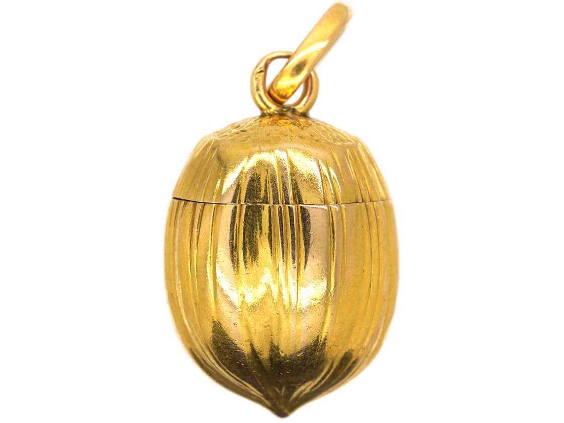 French 18ct Gold Vinaigrette Hazelnut Pendant (993M) | The Antique ...