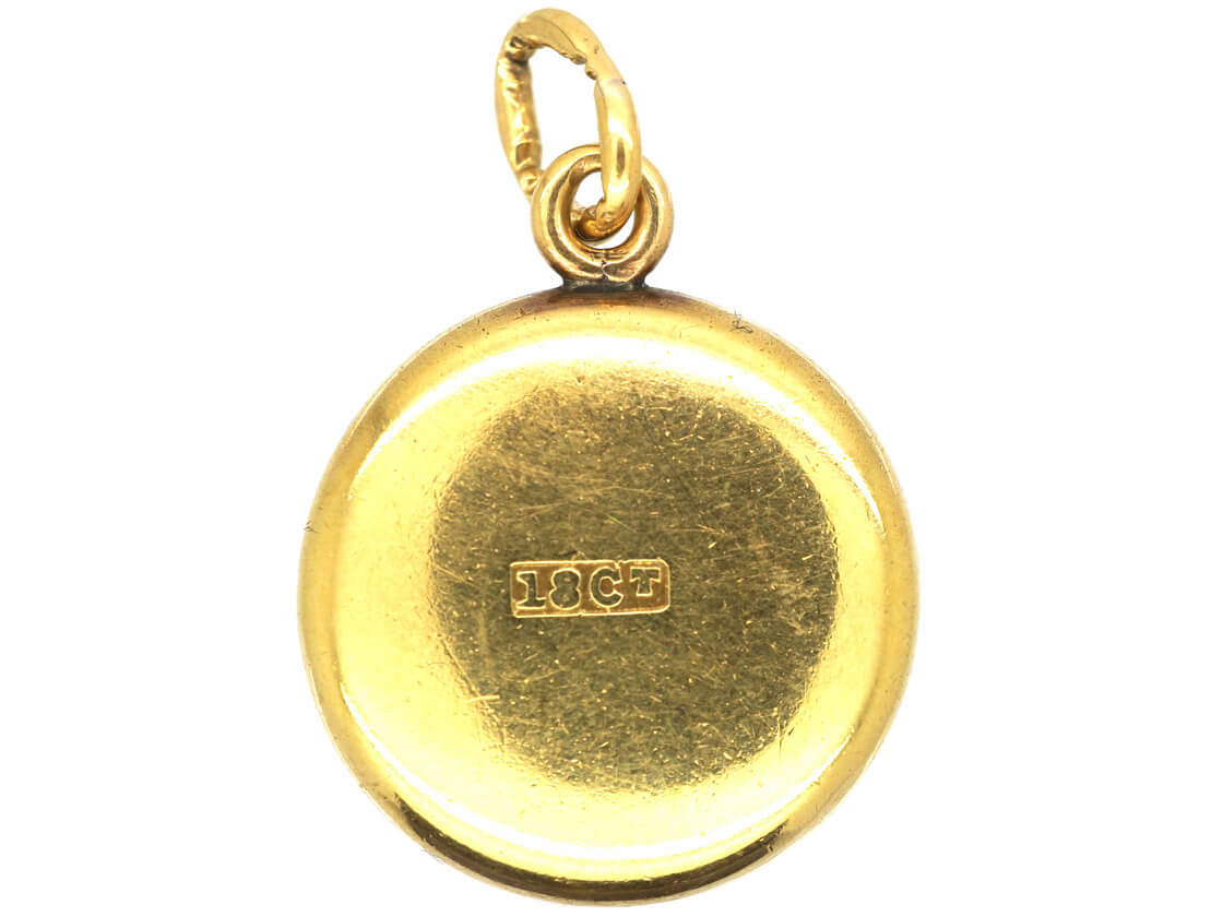 Edwardian 18ct Gold Reverse Intaglio Rock Crystal Pendant of a Bluebird ...