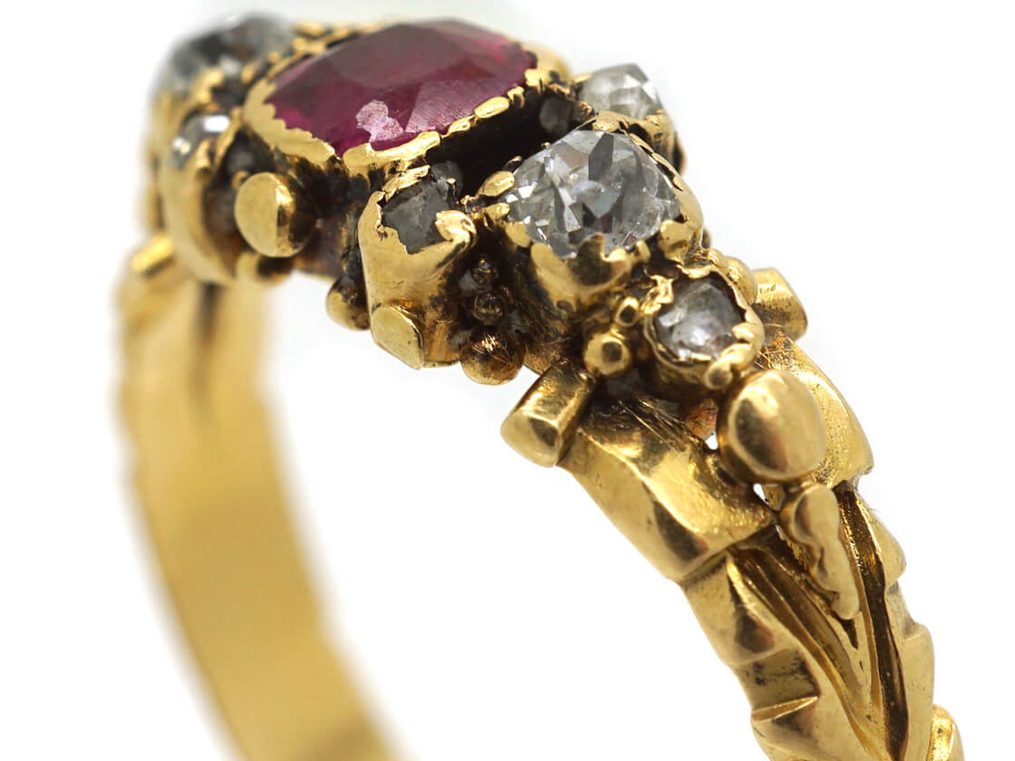 Georgian 18ct Gold, Ruby & Diamond Ring (38N) | The Antique Jewellery ...