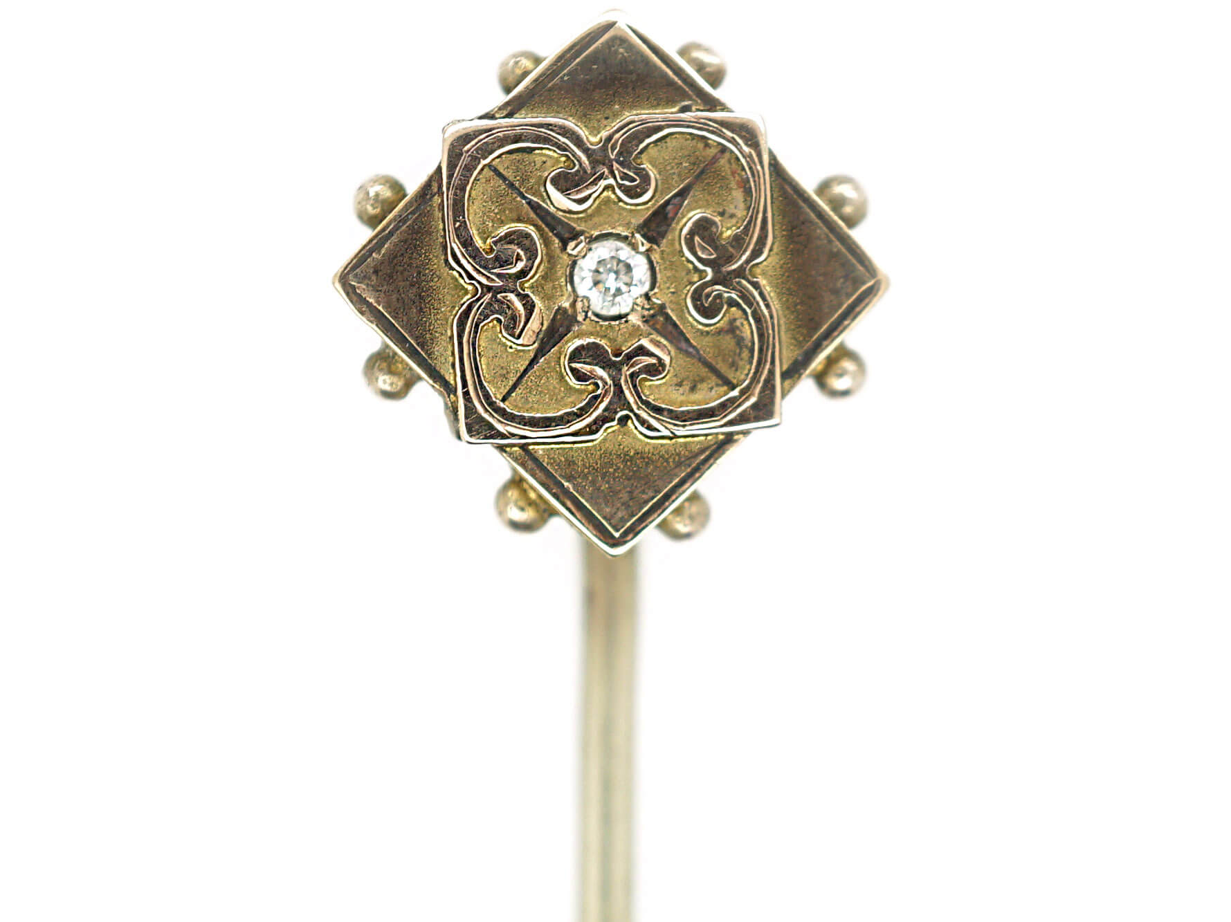 Edwardian 9ct Gold Diamond Shaped Tie Pin set with a Diamond (5/G ...