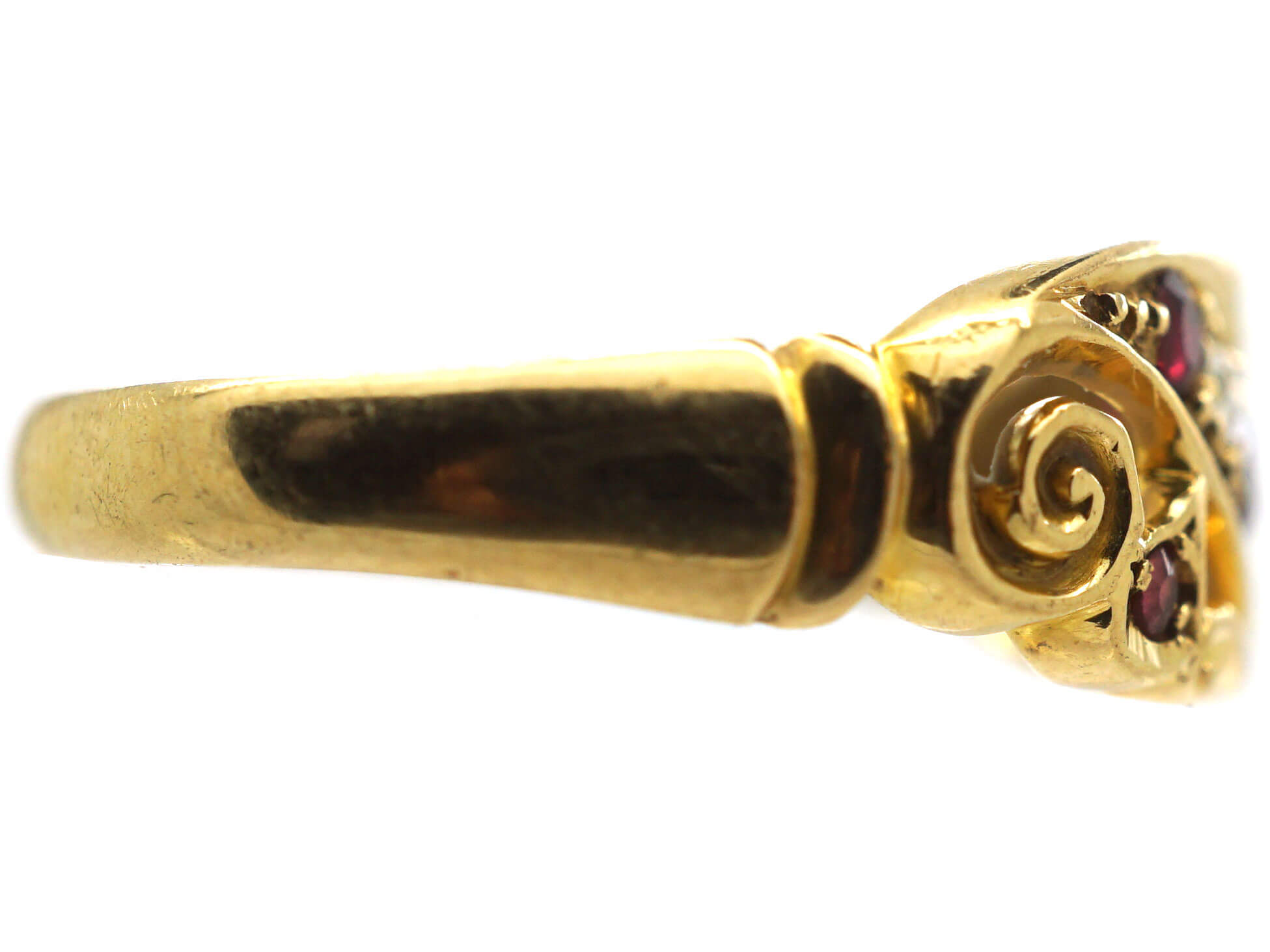 Edwardian 18ct Gold, Ruby & Diamond Crossover Ring (437N) | The Antique ...