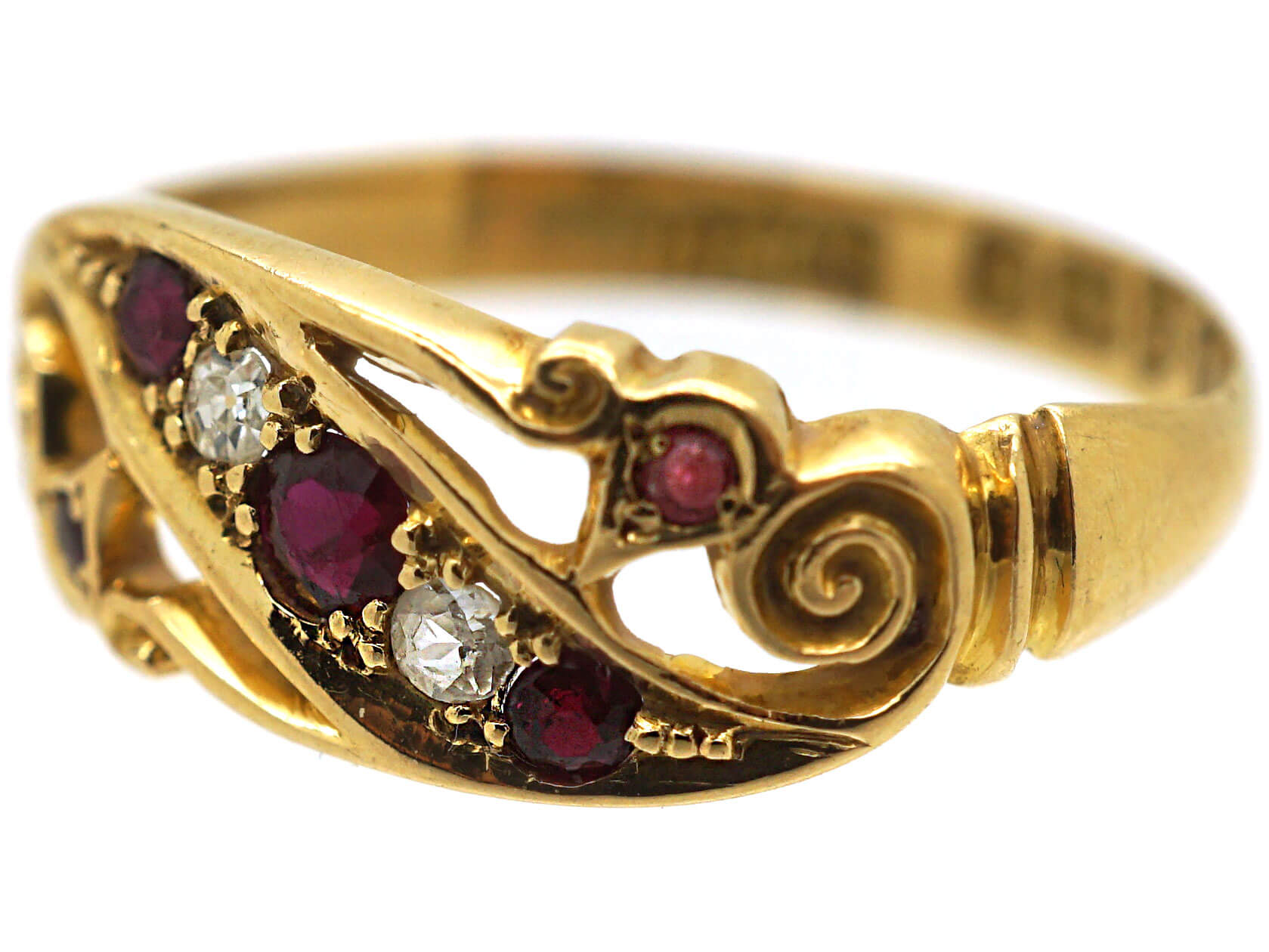 Edwardian 18ct Gold, Ruby & Diamond Crossover Ring (437N) | The Antique ...