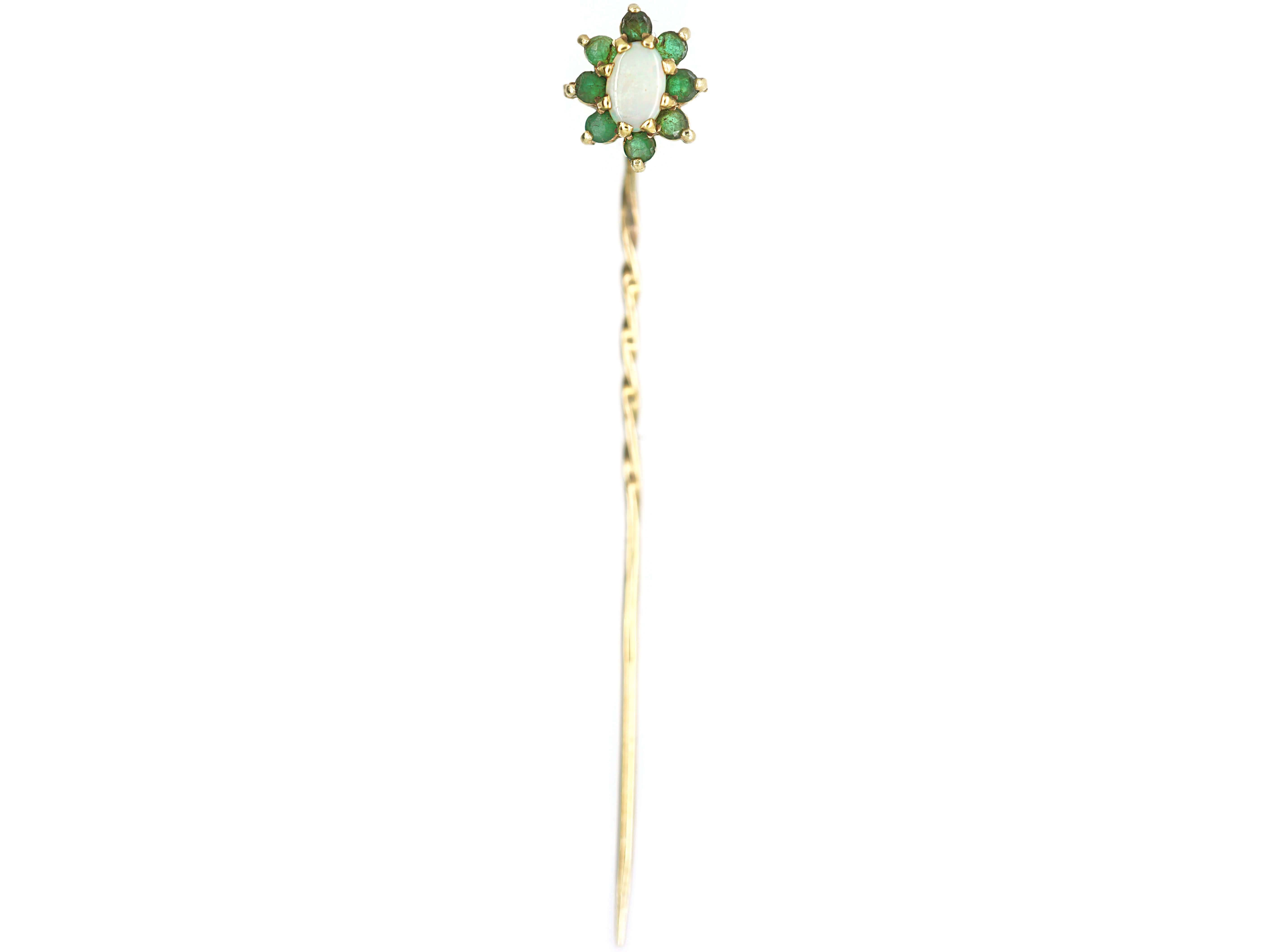 15ct Gold Emerald & Opal Tie Pin (30/G) | The Antique Jewellery Company