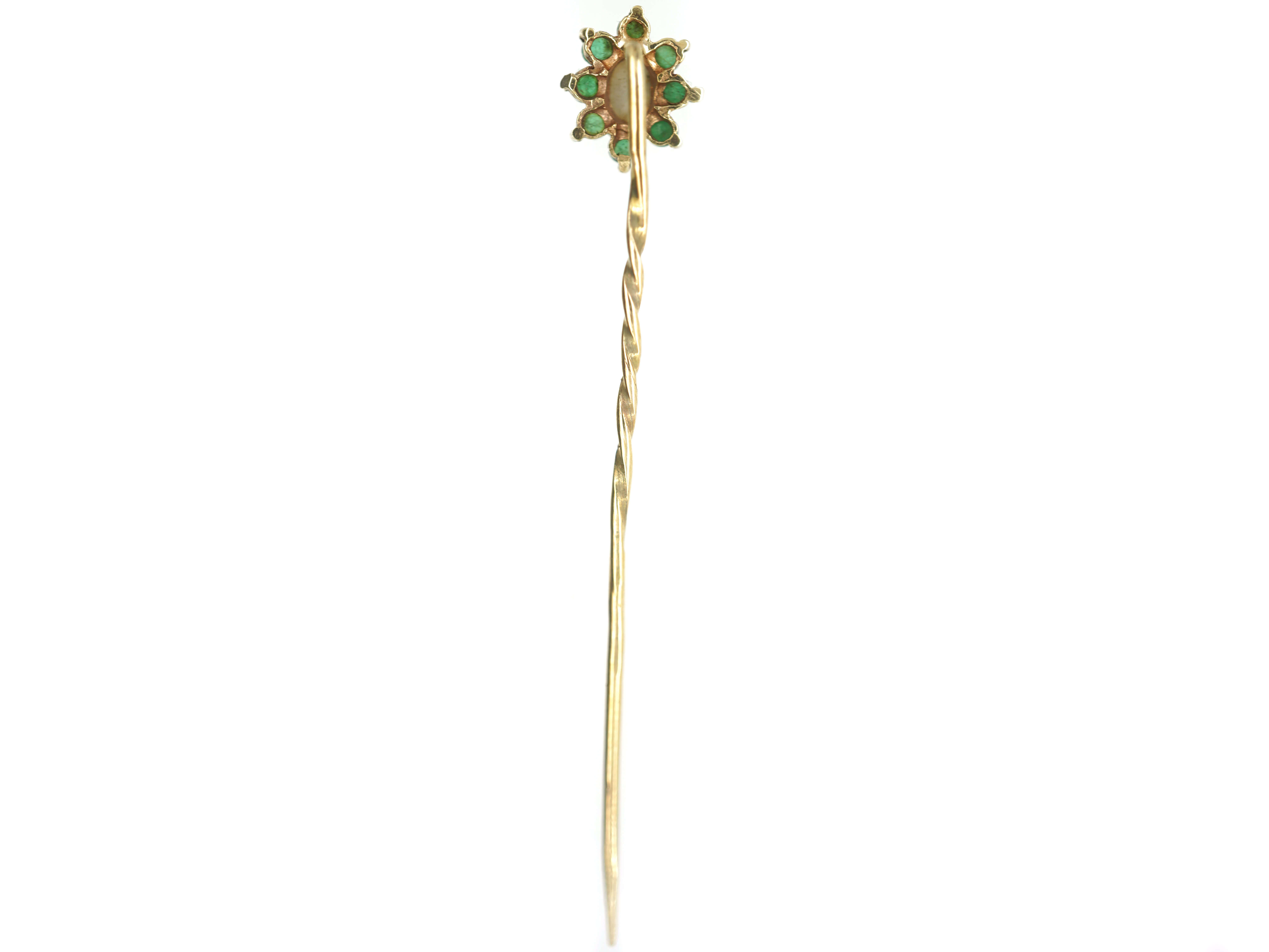 15ct Gold Emerald & Opal Tie Pin (30/G) | The Antique Jewellery Company