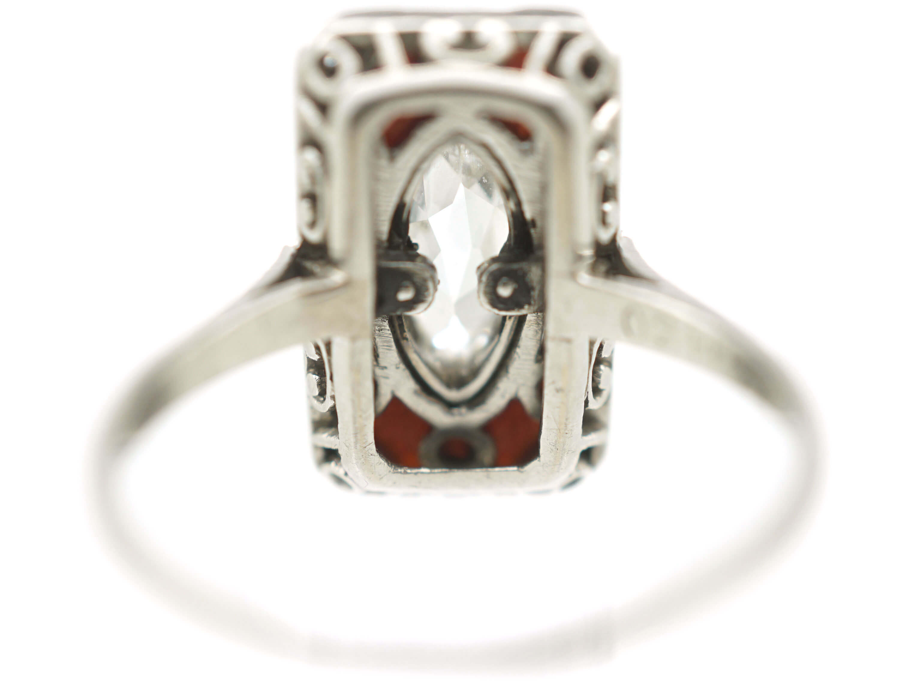 Art Deco Platinum Onyx & Marquise Diamond Rectangular Shaped Ring (358N ...