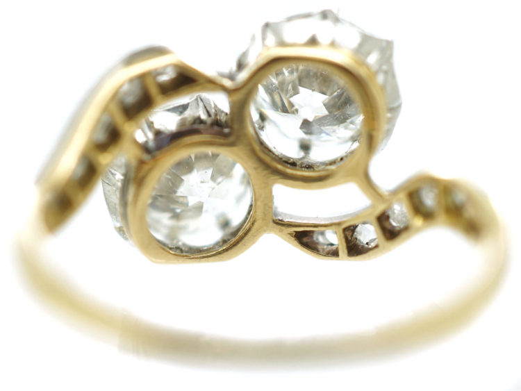 Edwardian 18ct Gold & Platinum, Two Stone Diamond Twist Ring - The ... Edwardian 18ct Gold & Platinum, Two Stone Diamond Twist Ring - The ...