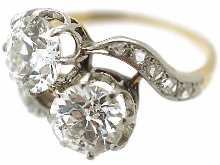 Edwardian 18ct Gold & Platinum, Two Stone Diamond Twist Ring - The ... Edwardian 18ct Gold & Platinum, Two Stone Diamond Twist Ring - The ...